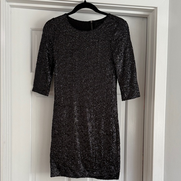 Aqua | Dresses | Aqua Black Sequin Mini Dress | Poshmark